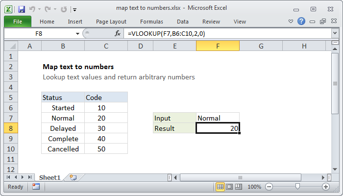 Excel Formula Map Text To Numbers Exceljet 1980